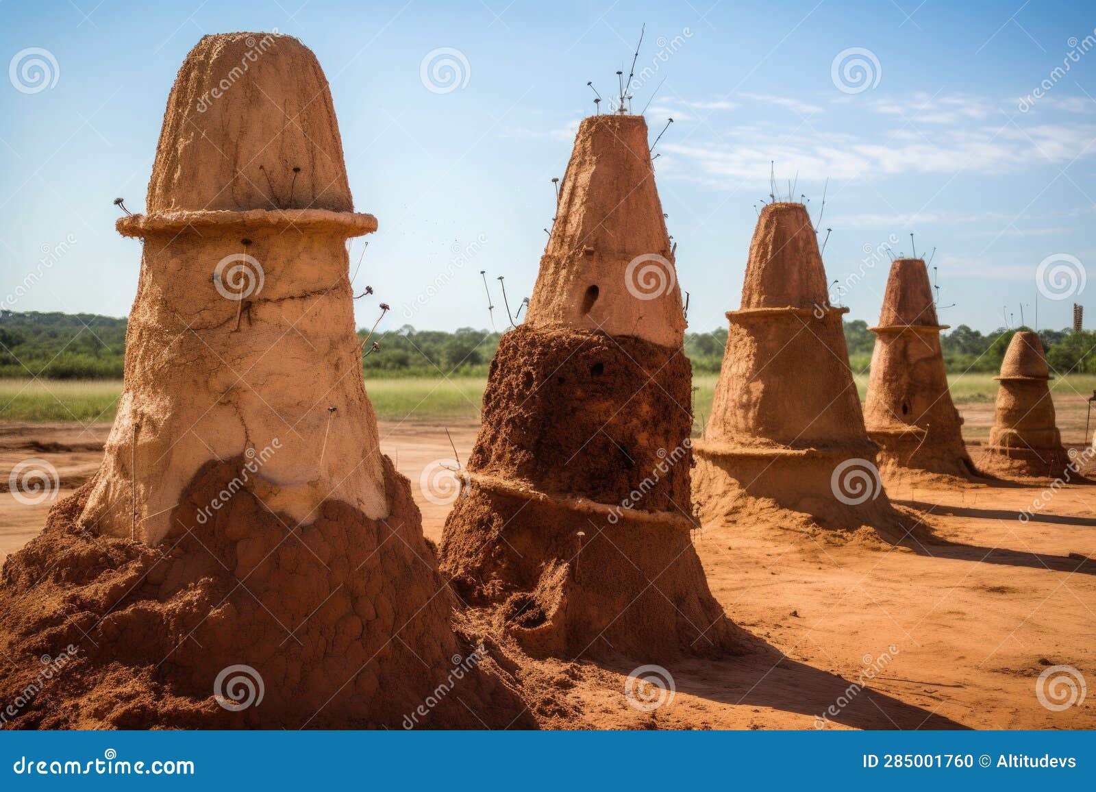 Termite Mound in Various Stages of Construction Stock Illustration ...