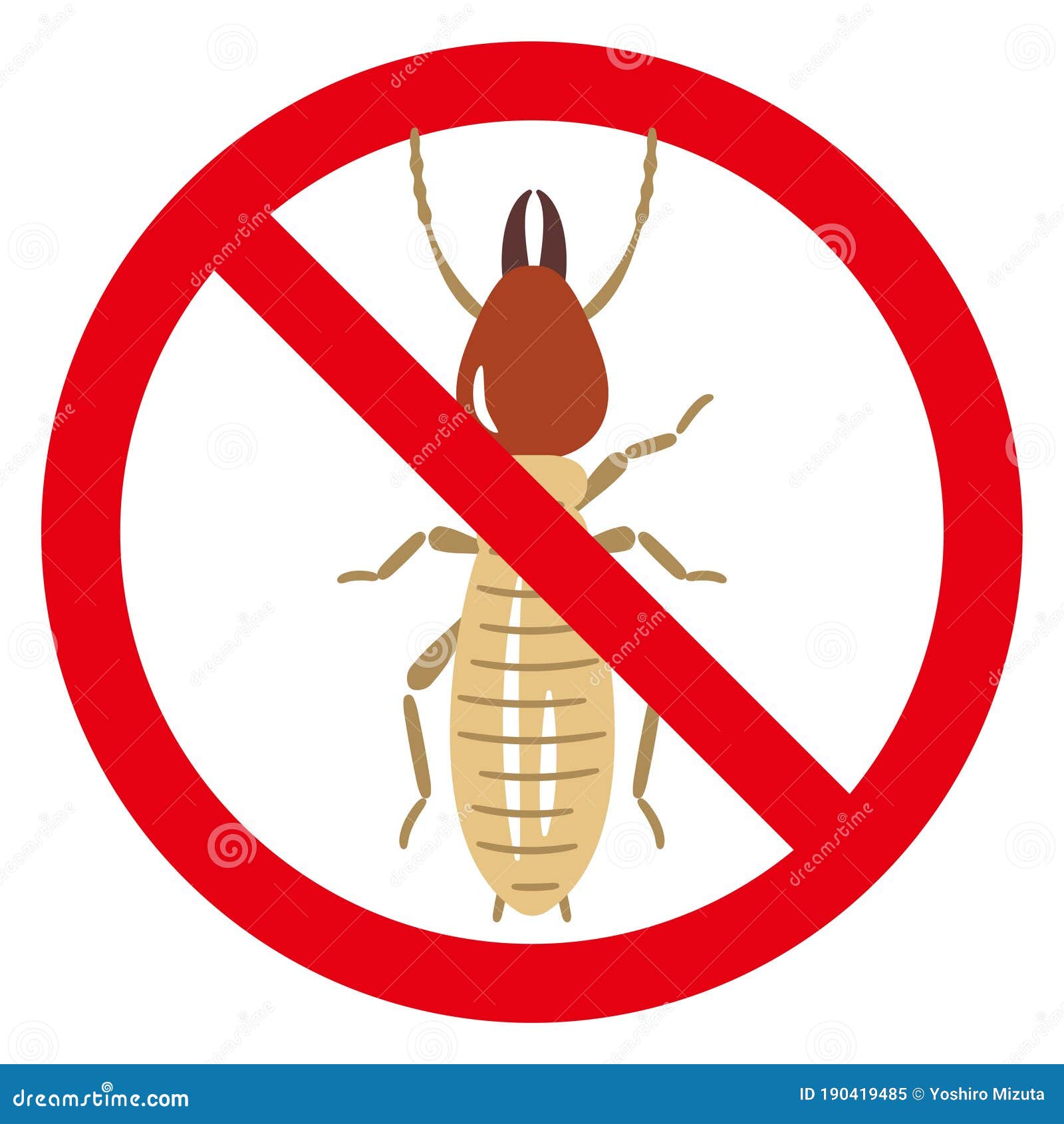 Termite In Prohibited Red Circle Sign Isolated On White Background ...