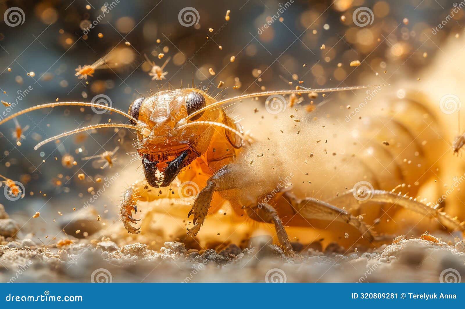 Termite is Running in the Sand with Dust Flying Around it Stock Image ...