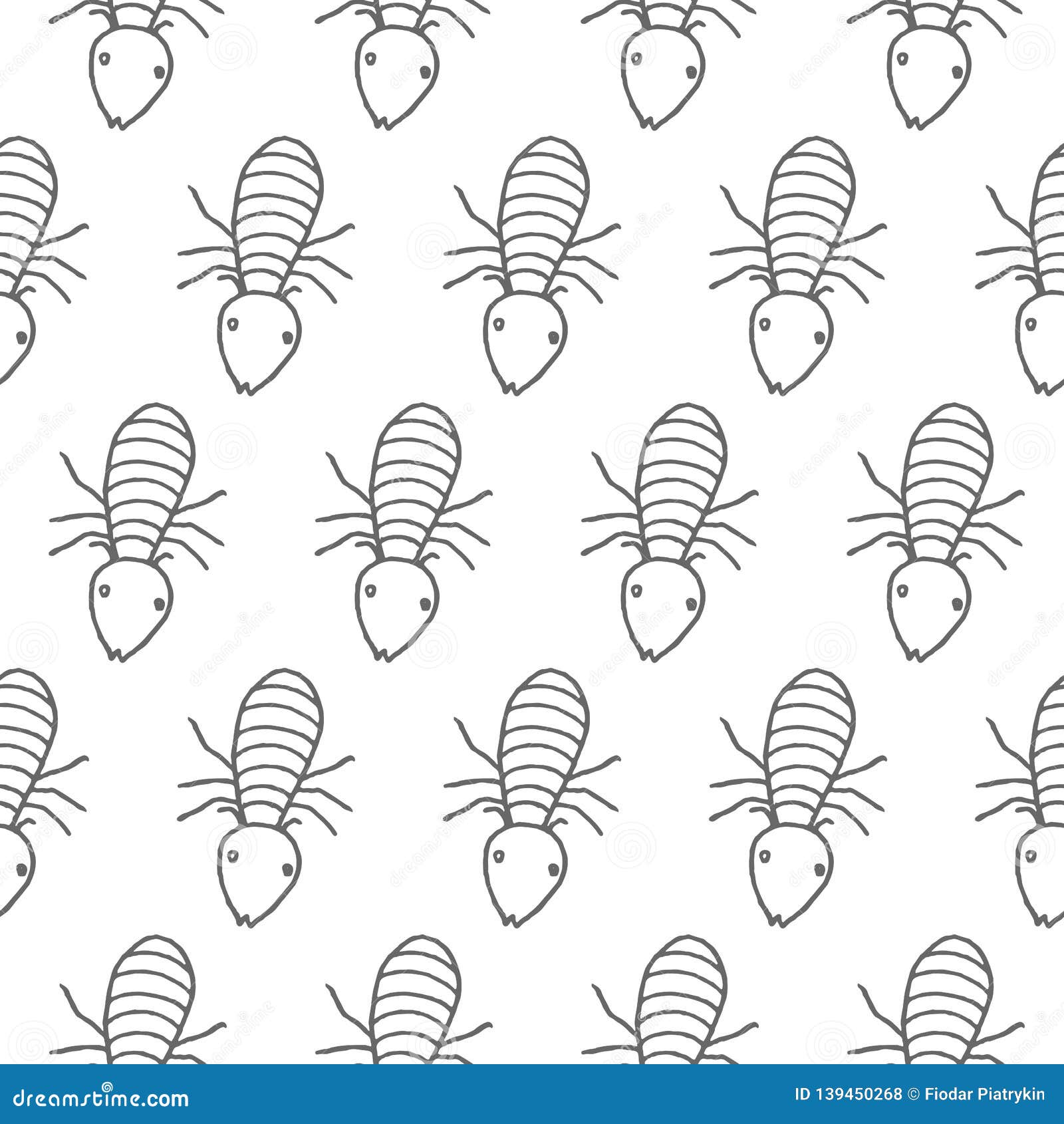 Termite Vector Seamless Pattern Isolated on White Background Stock ...