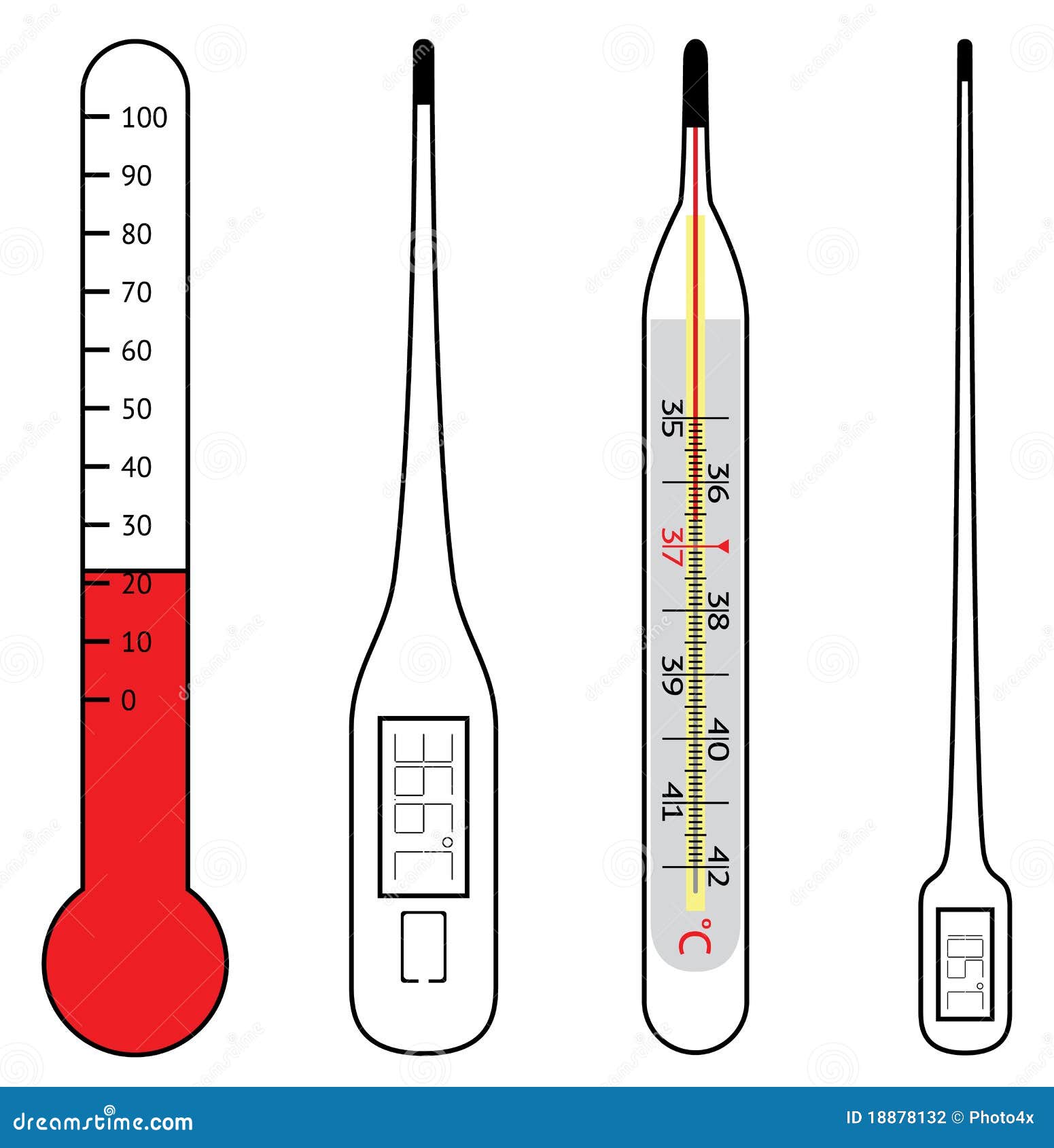 Termometri Di Mercurio Ed Elettrici Illustrazione Vettoriale ...
