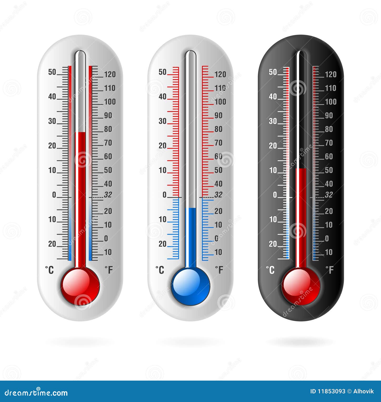 Termometri. Vettore. Celsius E Fahrenheit. Illustrazione Vettoriale ...