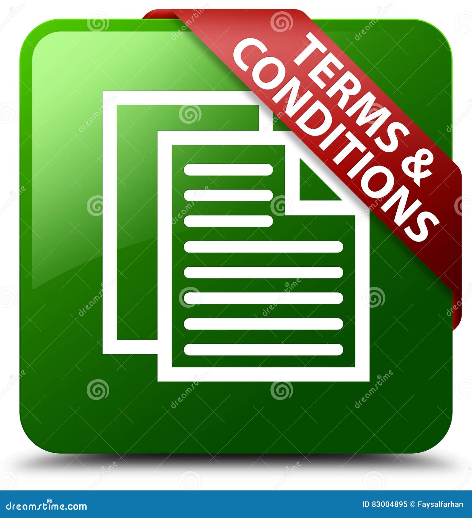 Terms and Conditions Pages Icon Green Square Button Stock Illustration ...