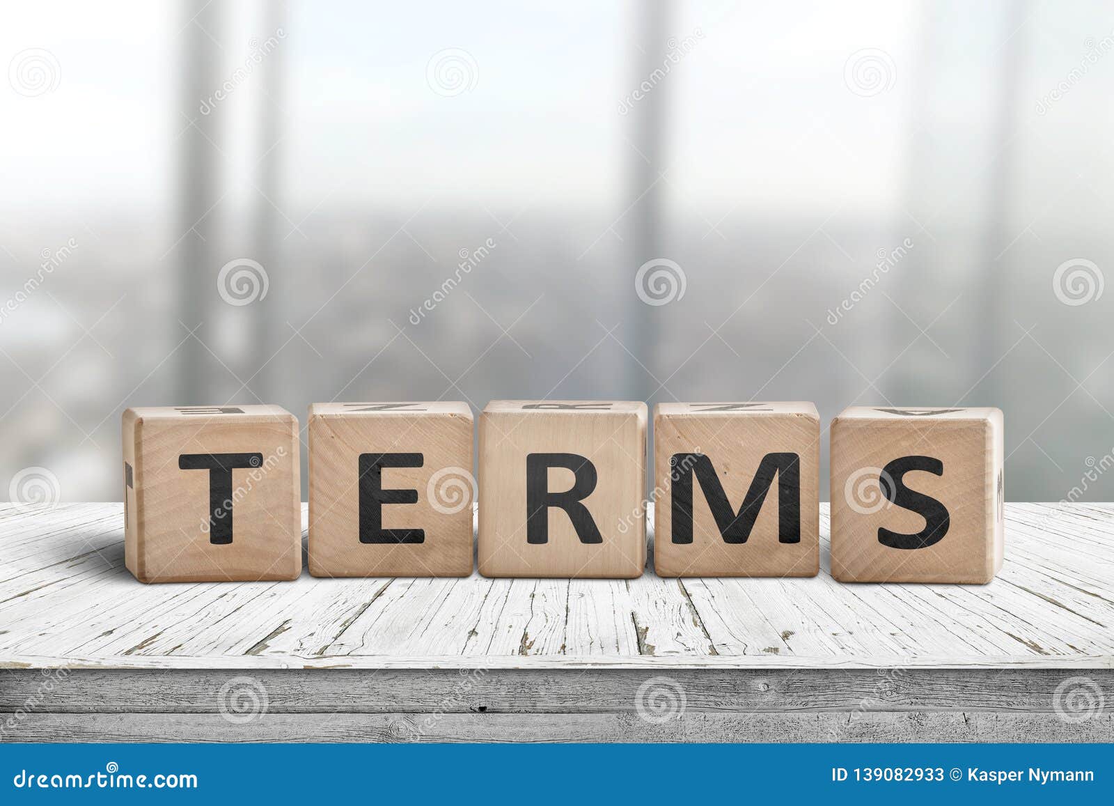 Terms Sign in a Bright Office on a Wooden Desk Stock Image - Image of ...