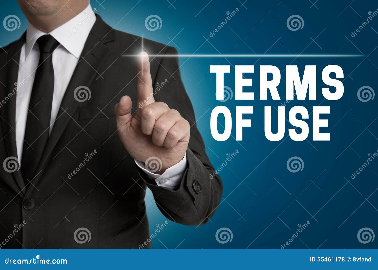 Terms of Use Touchscreen is Operated by Businessman Stock Photo - Image ...
