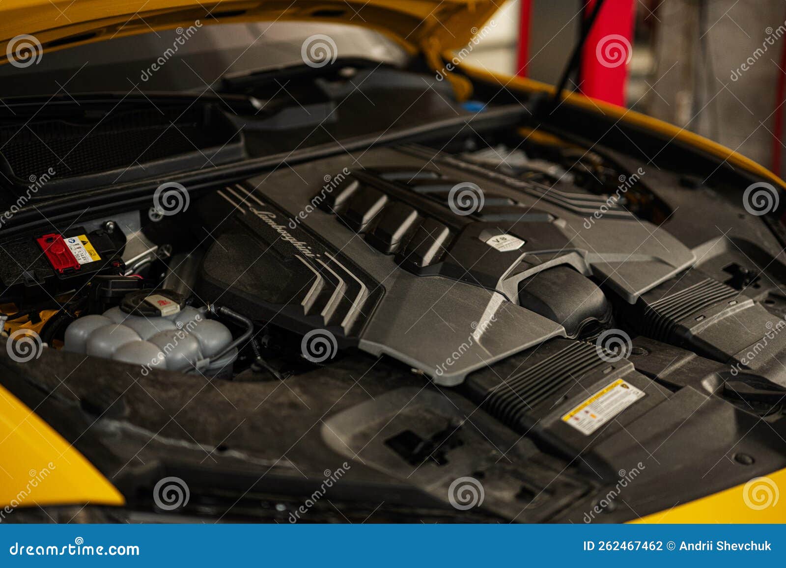 Ternopil, Ukraine- November 11, 2022: Open Hood of Yellow Lamborghini ...