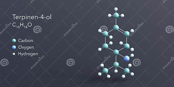 Terpinen-4-ol Molecule 3d Rendering, Flat Molecular Structure with ...