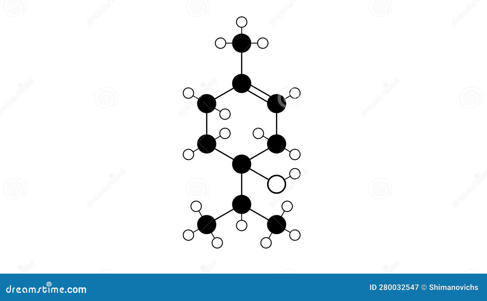 Terpinen-4-ol Molecular Structure 3d, Flat Model, Isomer Of Terpineol ...