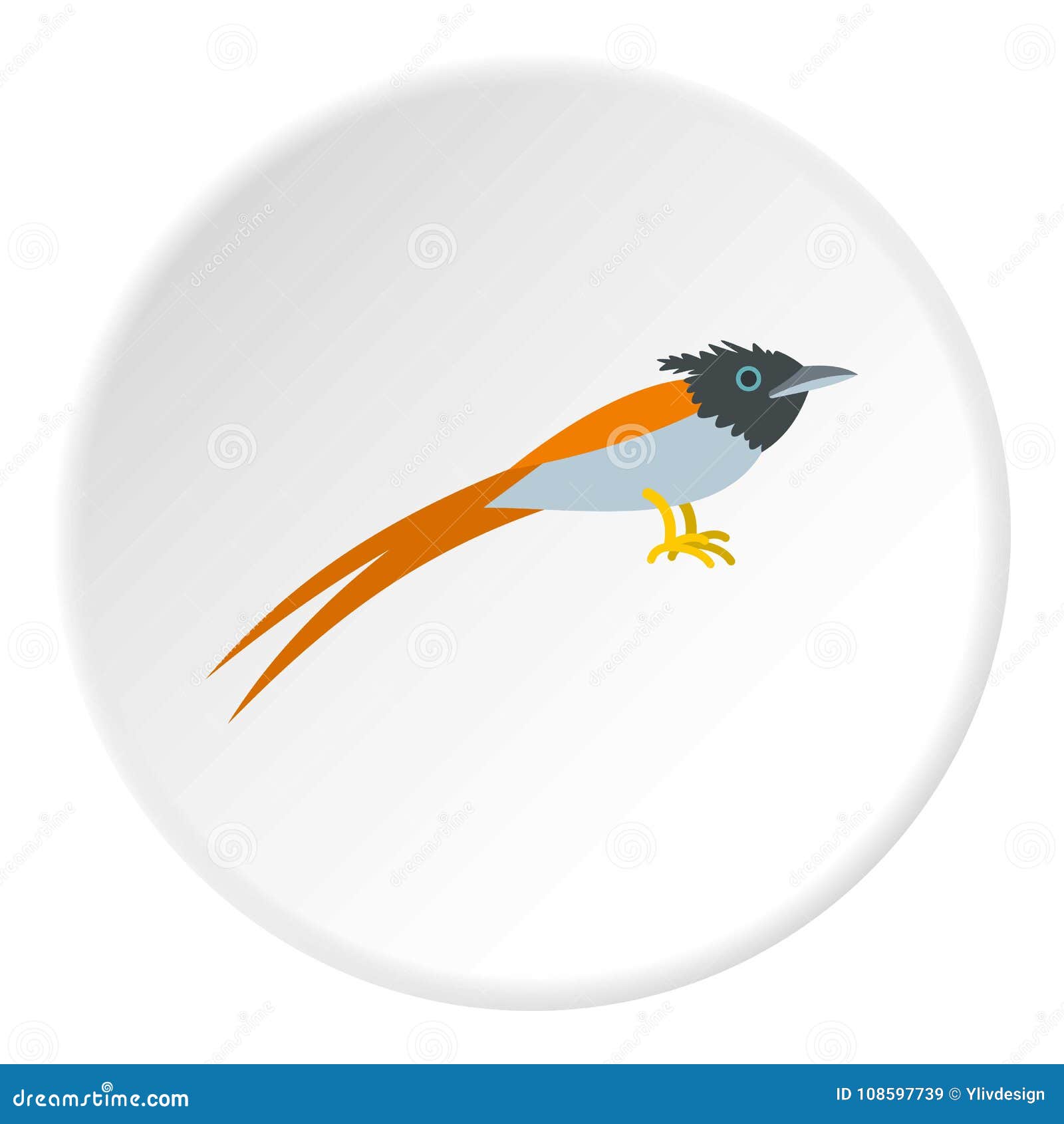 Terpsiphone Paradisi Icon Circle Stock Vector - Illustration of feeding ...