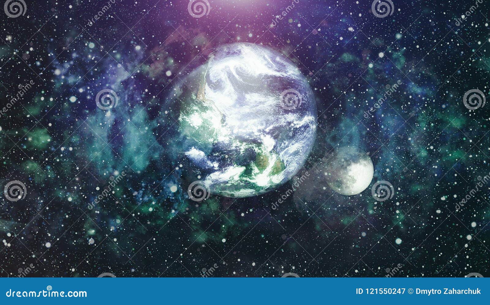 Terra Bonita E a Lua - Elementos Desta Imagem Fornecidos Pela NASA ...