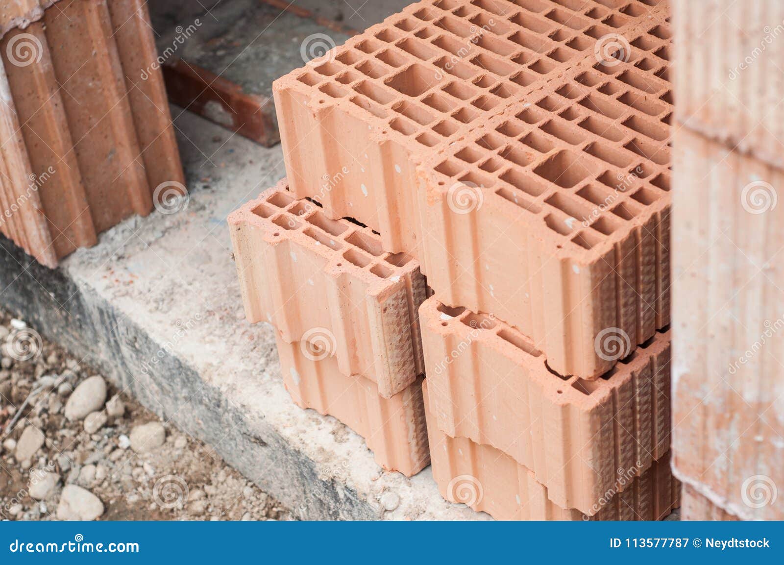 Terra Cotta Bricks Pile in Construction Site Stock Image - Image of ...