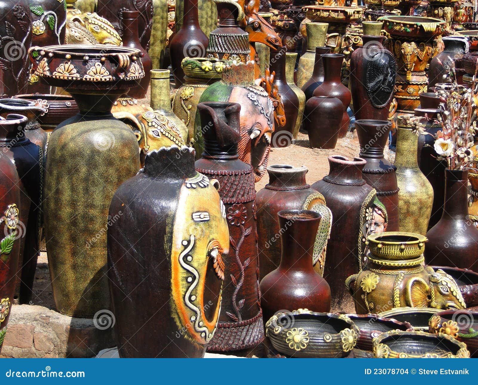 Terra Cotta Pottery in Traditional Designs Stock Photo - Image of ...