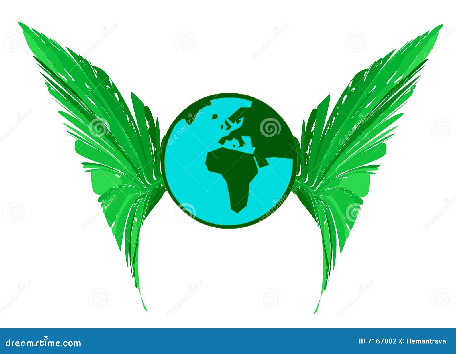 Terra Del Pianeta Con Le Ali Verdi Illustrazione di Stock ...