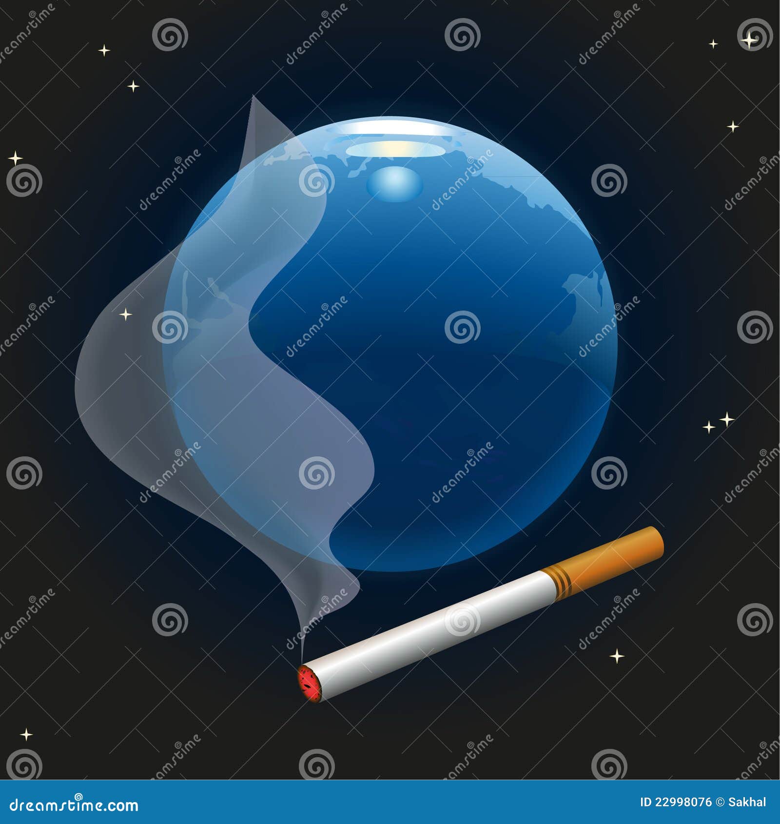 Terra e cigarro com fumo ilustração do vetor. Ilustração de nave - 22998076