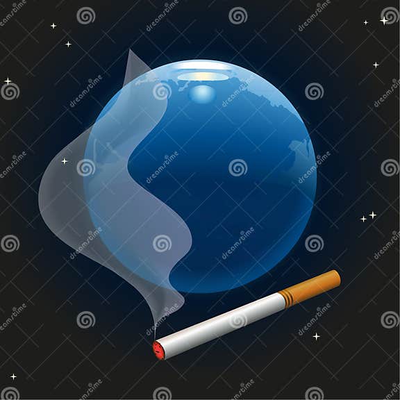 Terra e cigarro com fumo ilustração do vetor. Ilustração de nave - 22998076