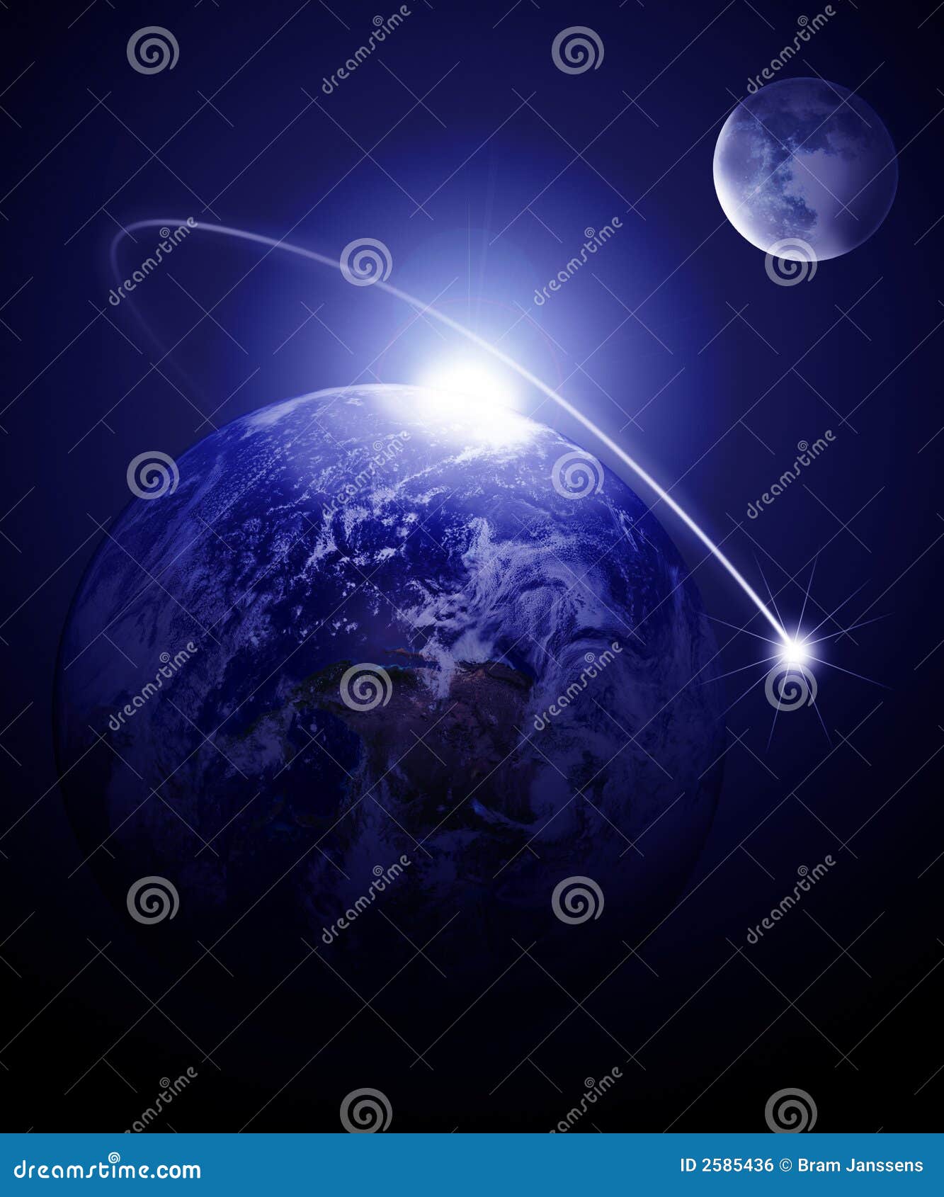 Terra e lua ilustração stock. Ilustração de orbital, sunlight - 2585436