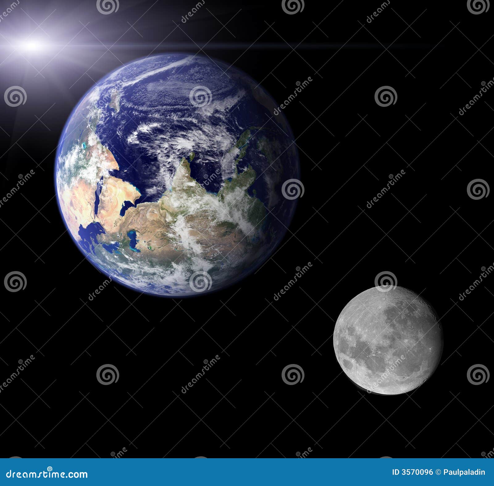 Terra e lua ilustração stock. Ilustração de lunar, globo - 3570096