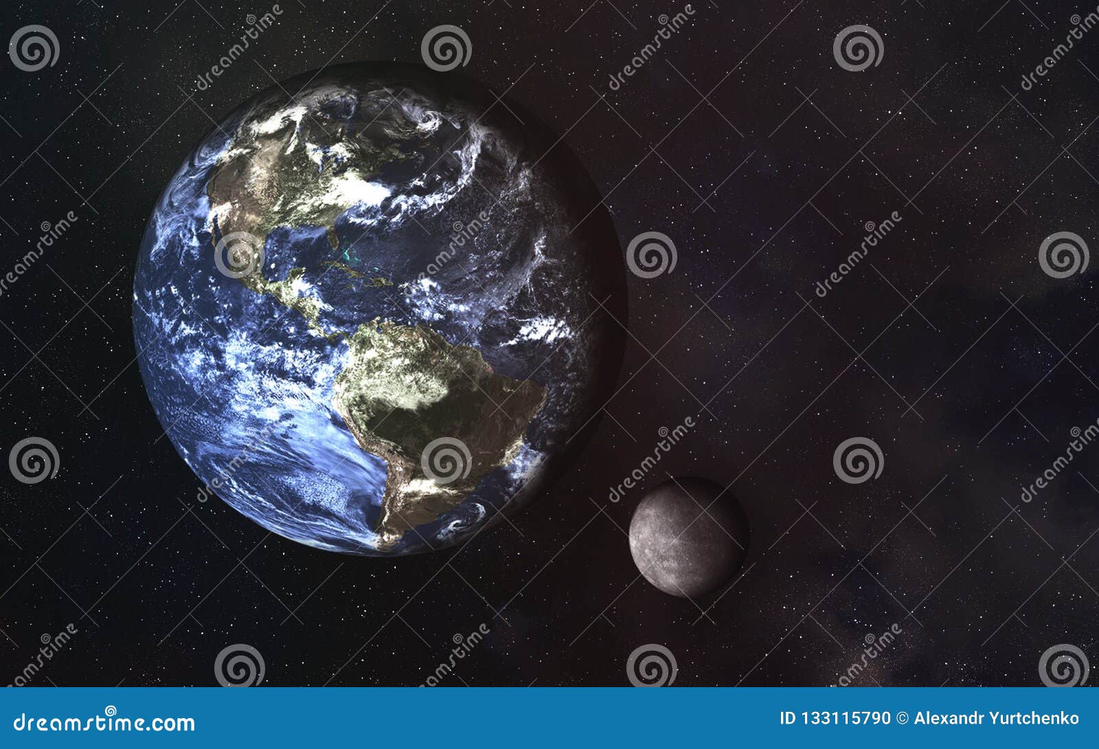 Terra E Lua Do Planeta No Espaço Ilustração Stock - Ilustração de ...