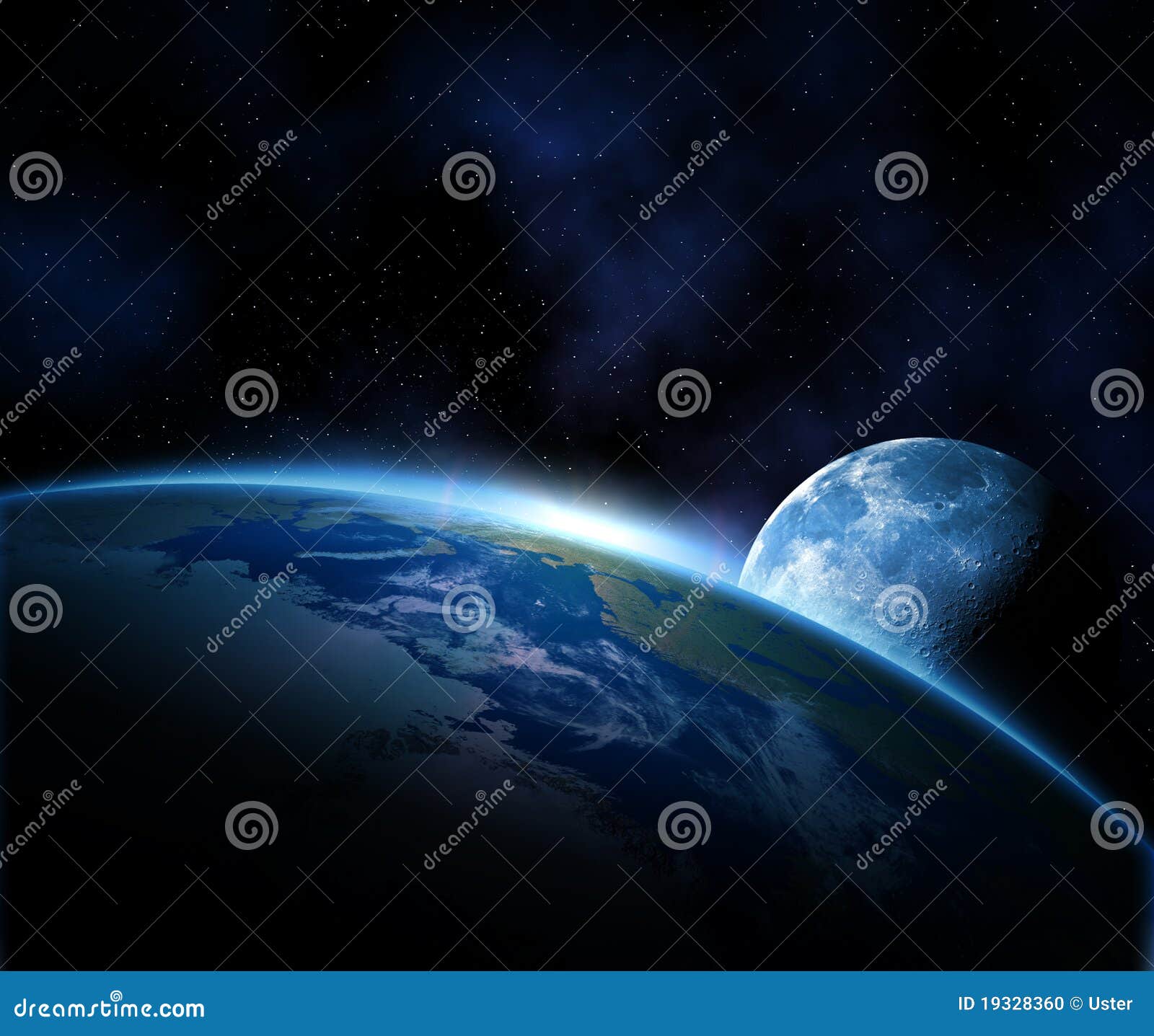 Terra e luna nello spazio illustrazione di stock. Illustrazione di ...