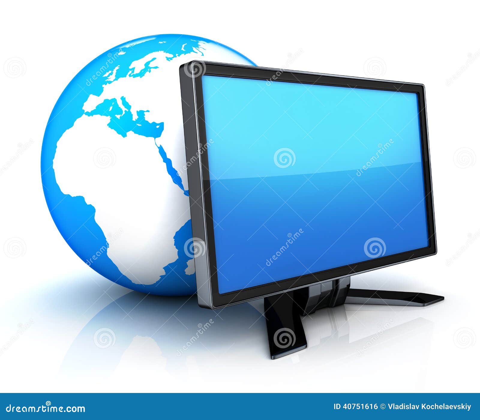 Terra e monitor ilustração stock. Ilustração de azul - 40751616