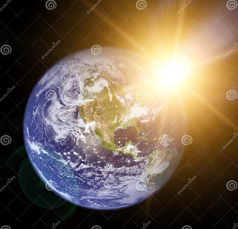 Terra e sol ilustração stock. Ilustração de sunlight, ciência - 8132946