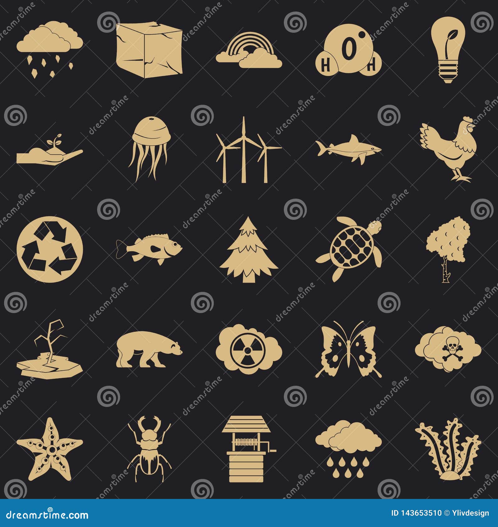 Terra Icons Set, Simple Style Stock Vector - Illustration of natural ...