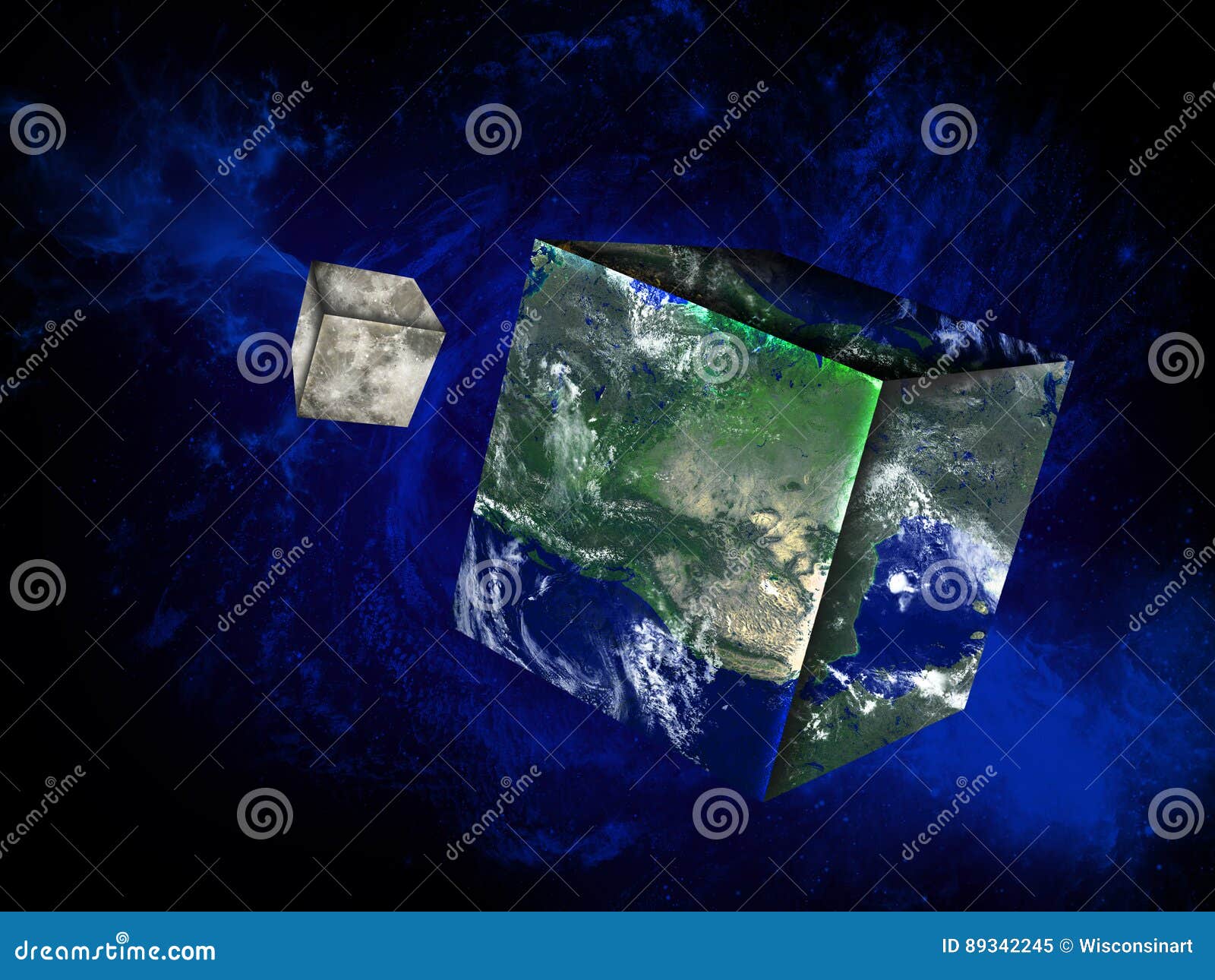 Terra Quadrada, Lua, O Espaço Ilustração Stock - Ilustração de exterior ...