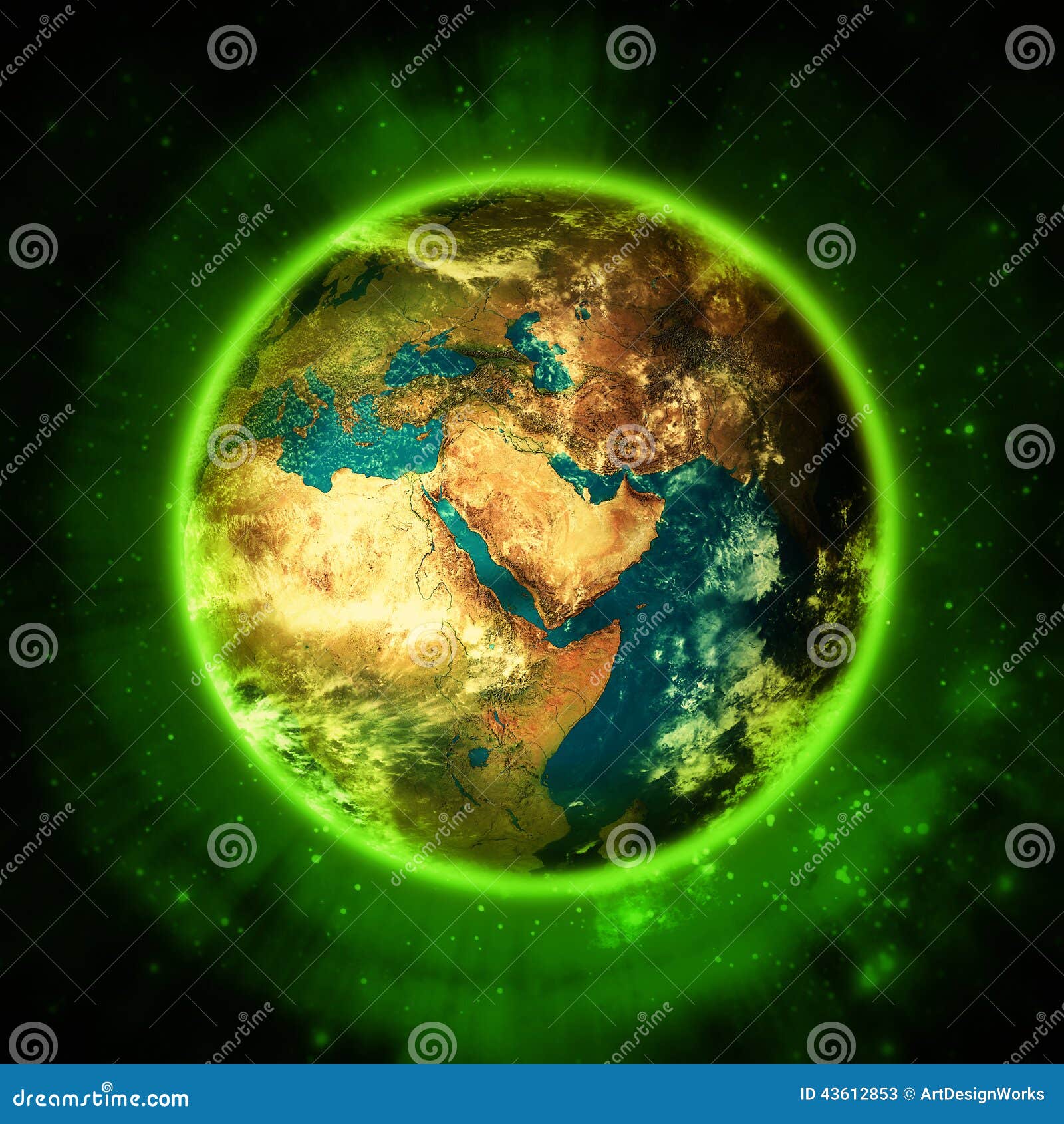 Terra Verde Illuminating Do Planeta - VIDA VERDE Ilustração Stock ...