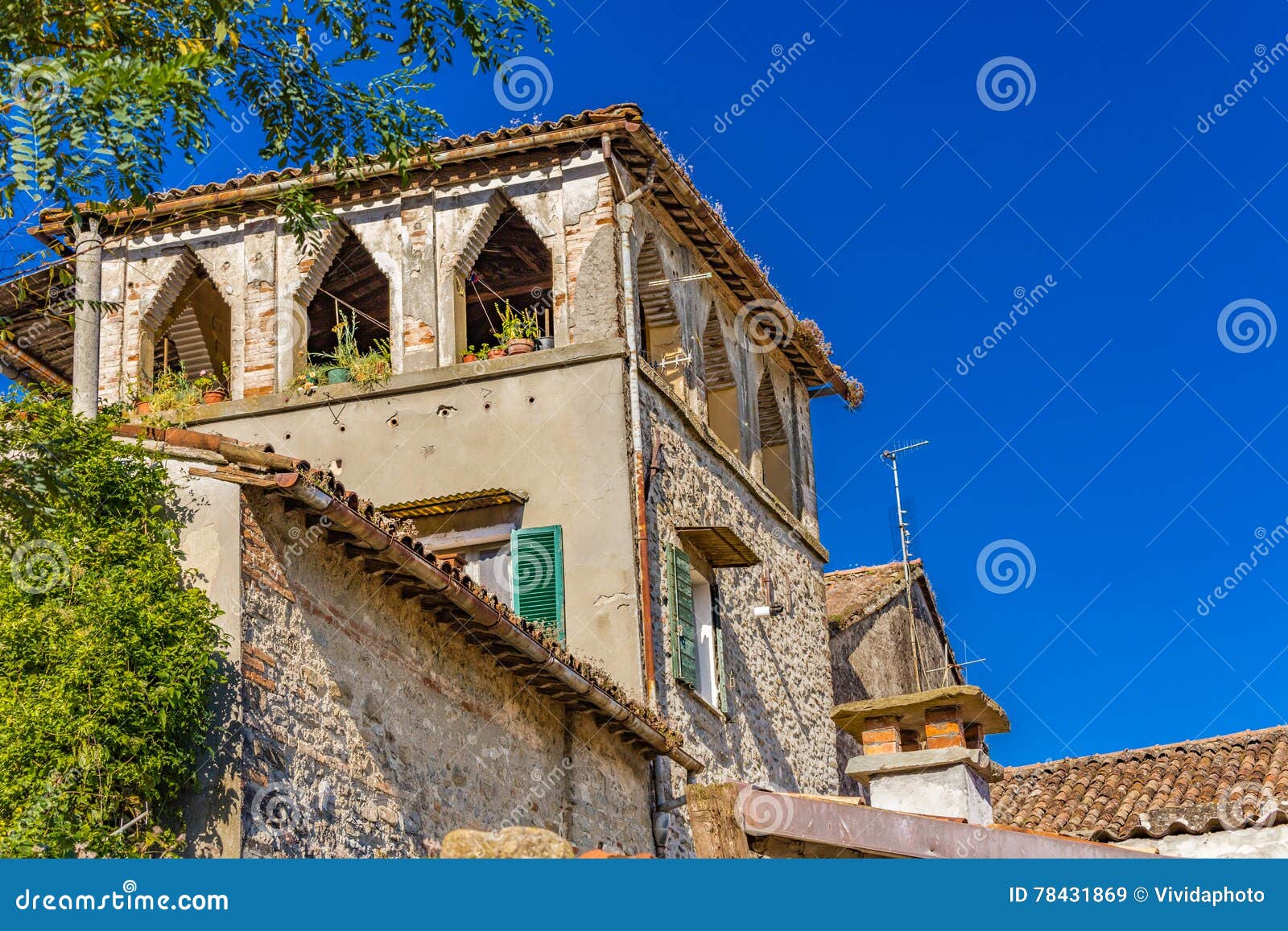 Terrace of ancient house stock image. Image of medieval - 78431869