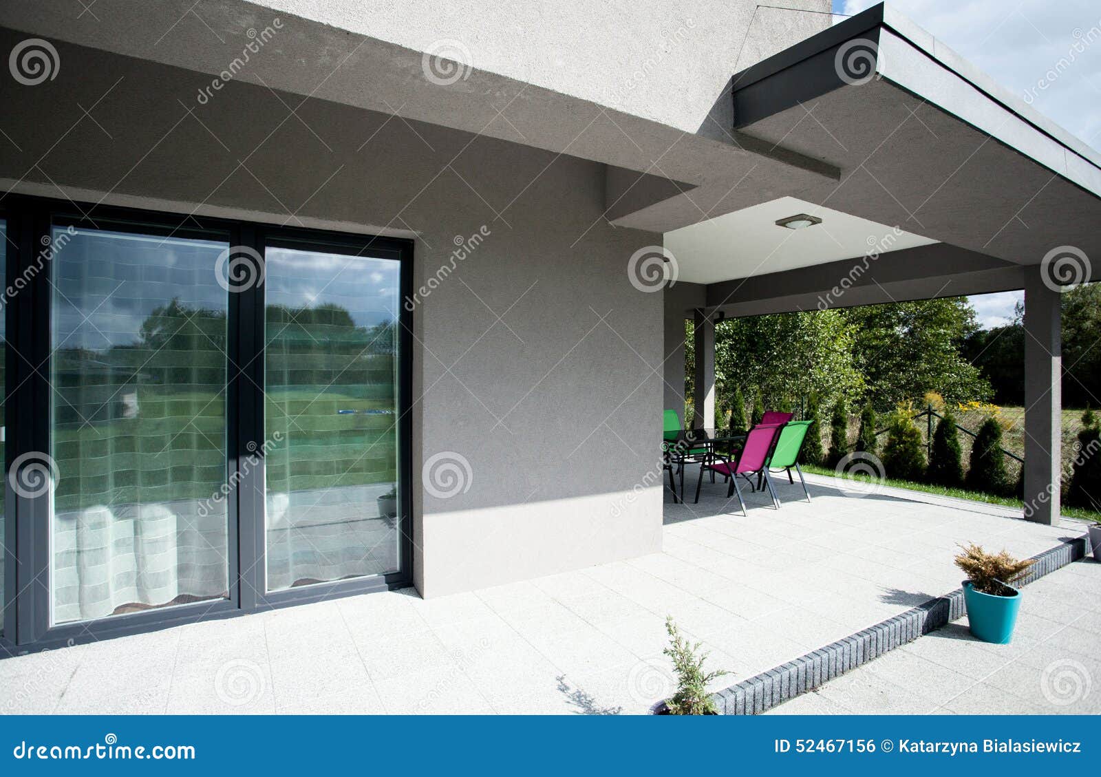 Terrace Area in the New House Stock Photo - Image of modern, luxury ...
