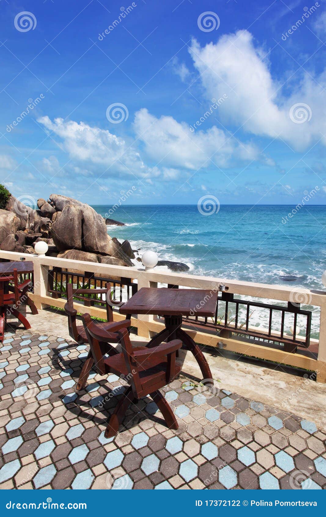 Terrace with Beautiful Sea View Stock Photo - Image of palms, house ...