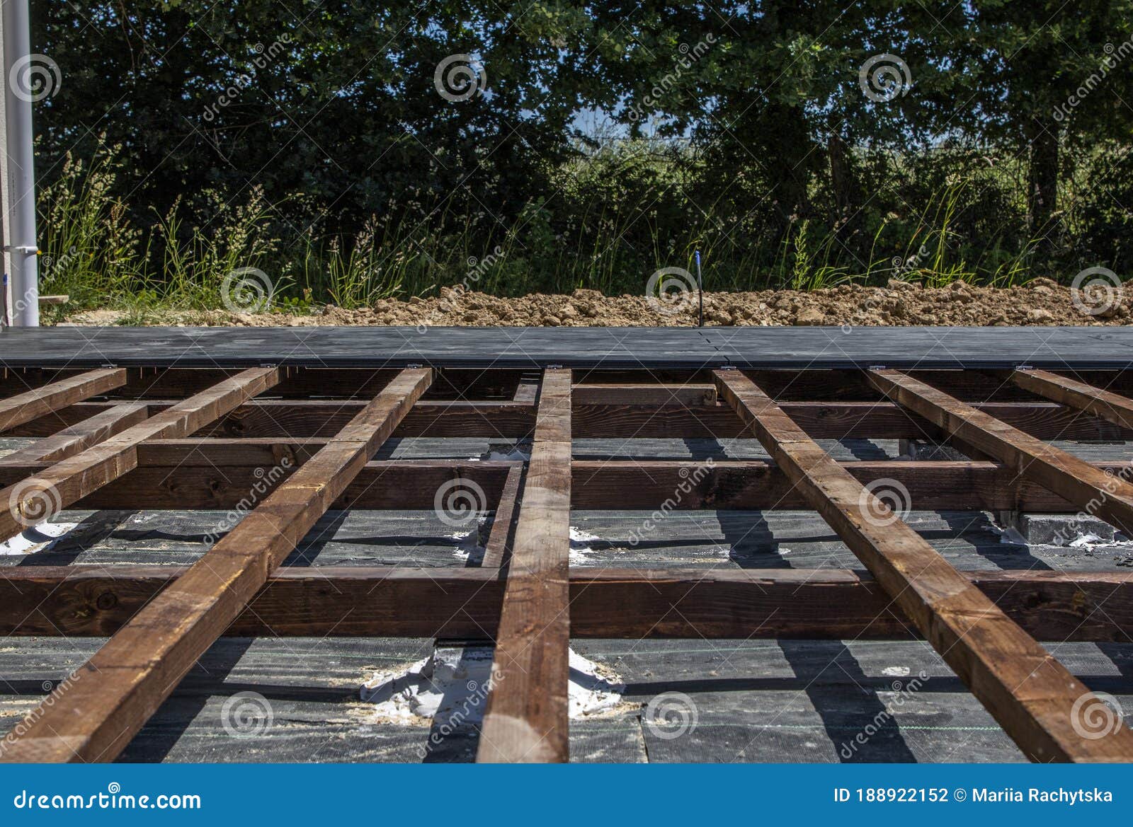 Terrace Board Mounted on a Wooden Frame Correct Fasteners Stock Photo ...