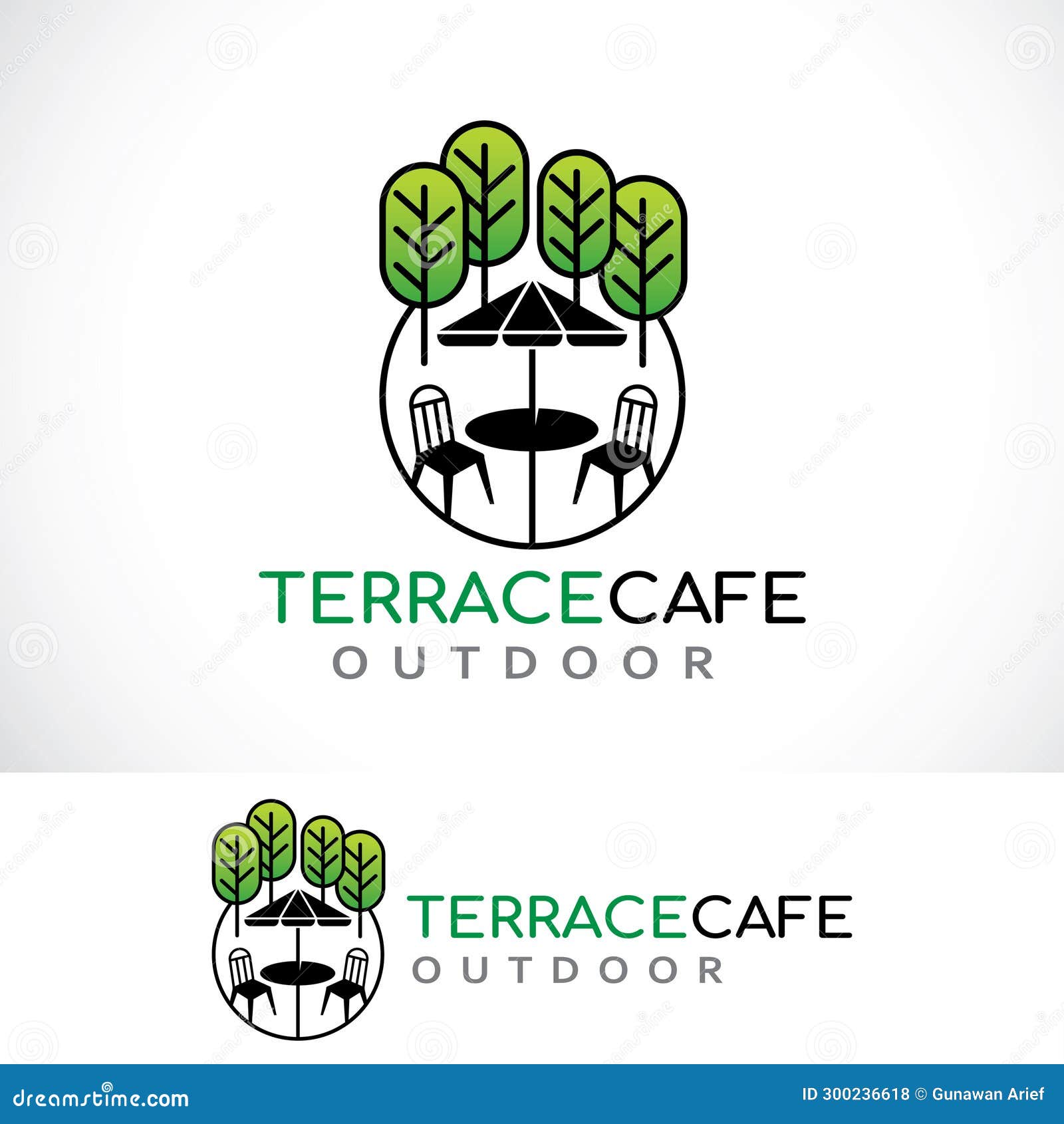 Terrace Cafe Line Art Logo , With Emblem Vector Illustration Design ...