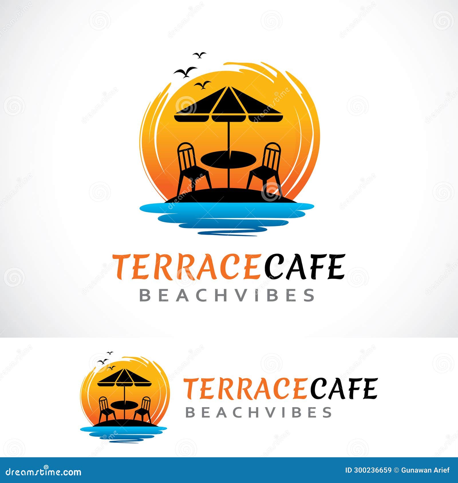 Terrace Cafe Line Art Logo , With Emblem Vector Illustration Design ...