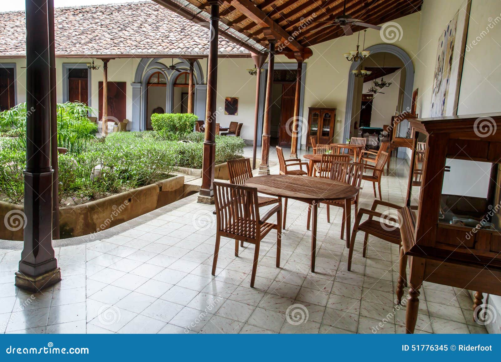 Terrace of a Colonial House Stock Image - Image of color, furniture ...