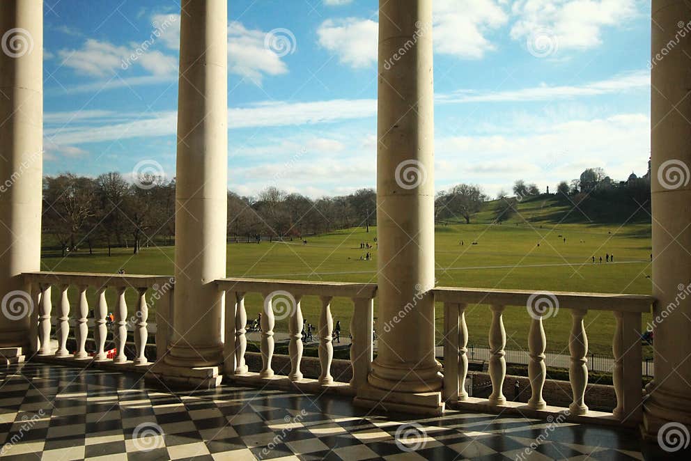 Terrace with Columns Facing Park Stock Photo - Image of arhitectural ...