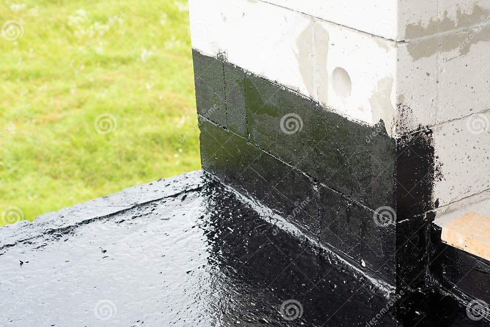 The Terrace is Covered with a Layer of Waterproofing Mastic Stock Photo ...