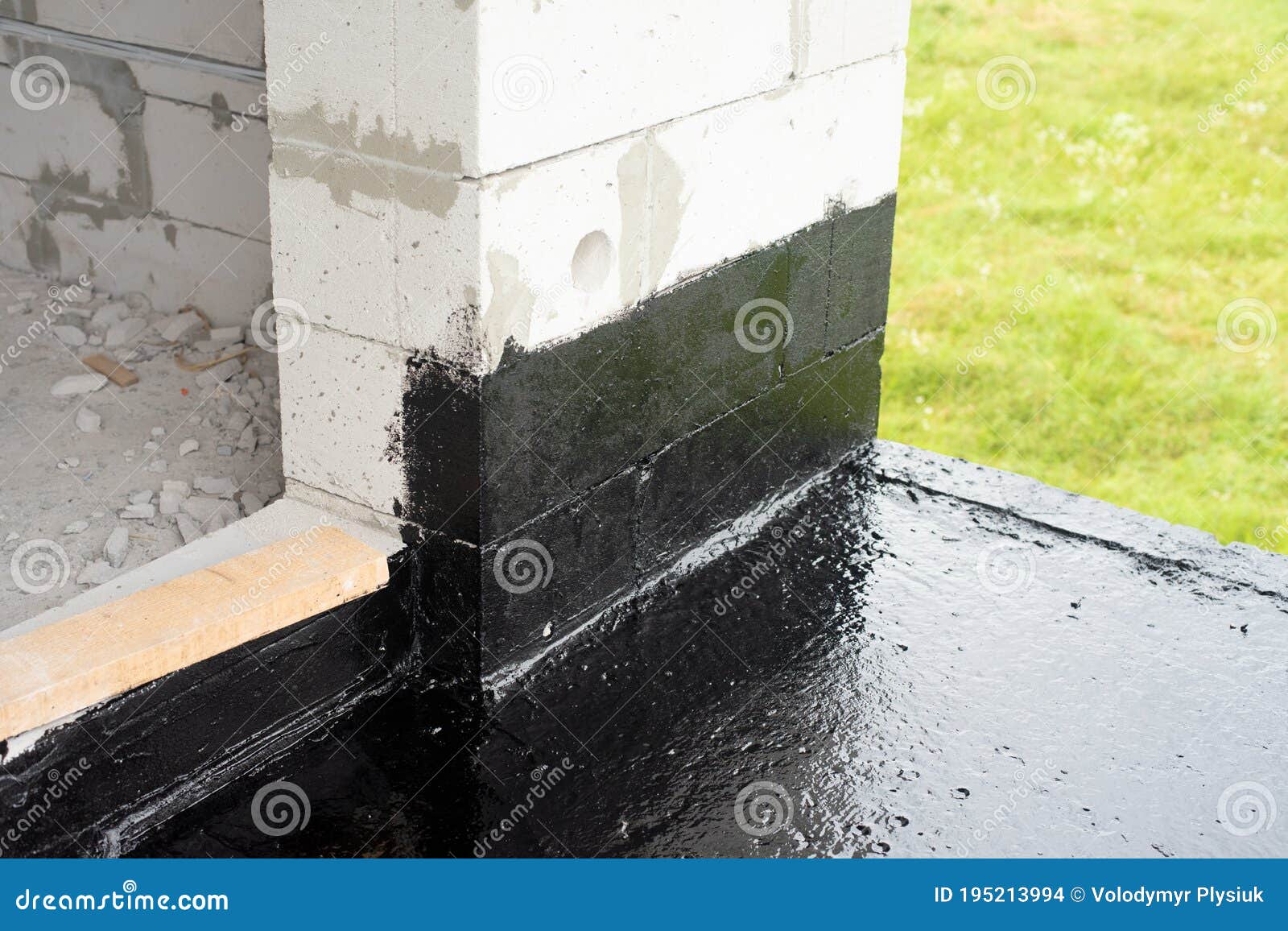 The Terrace is Covered with a Layer of Waterproofing Mastic Stock Photo ...