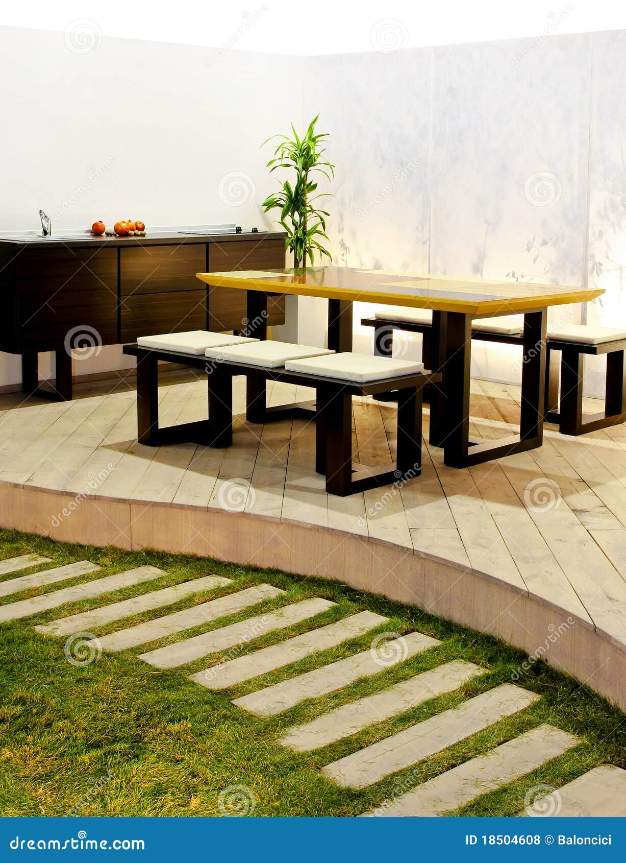 Terrace dining table stock photo. Image of modern, plants - 18504608