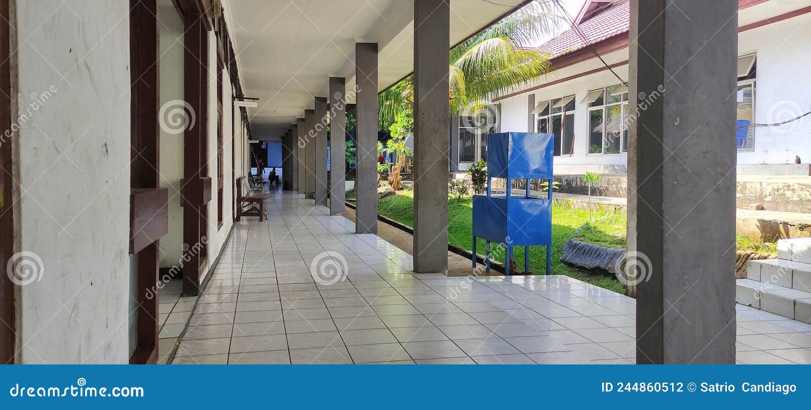 Terrace and Hallway of an Institution with Supporting Pillars on the ...