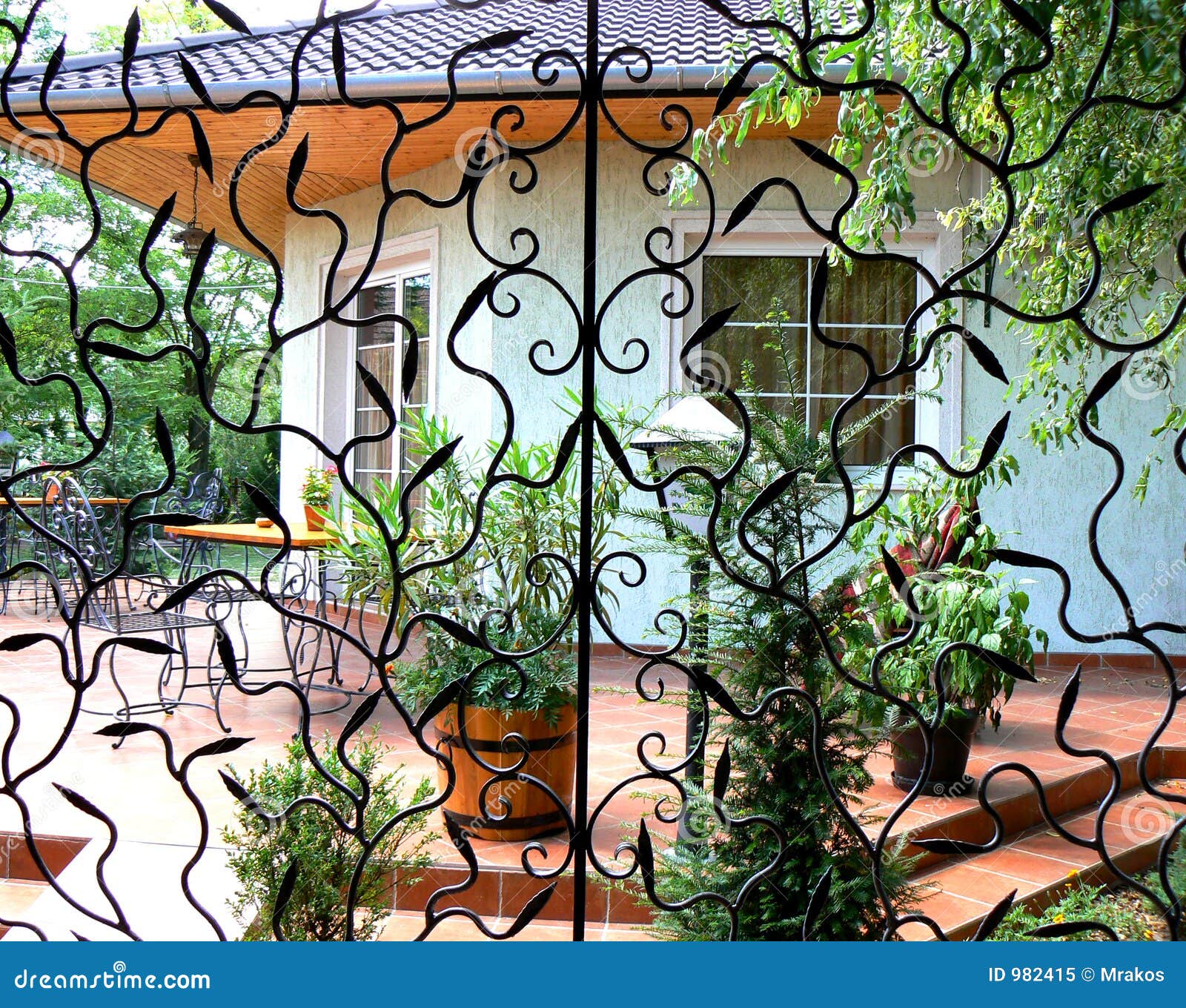 Terrace through iron work stock image. Image of terrace - 982415