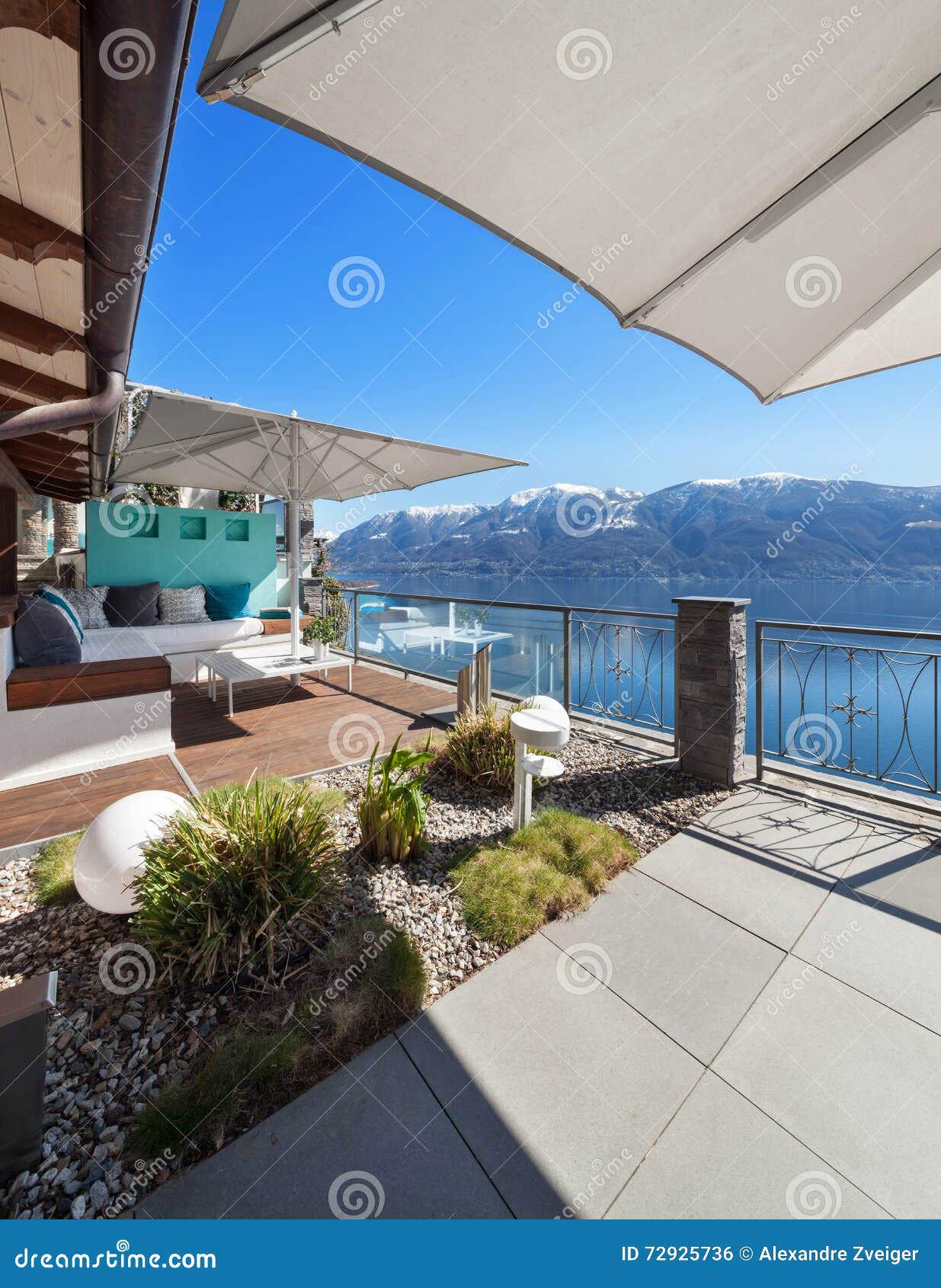 Terrace Lounge in a Luxury House Stock Photo - Image of parasol, home ...