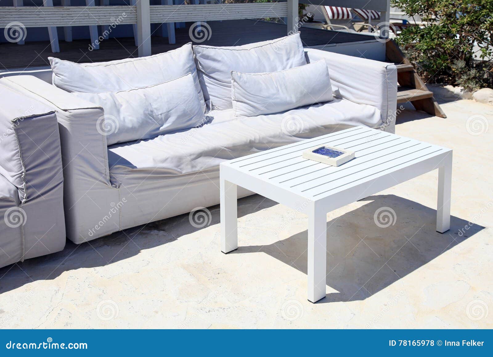 Terrace Lounge with White Sofa in a Summer Resort . Stock Photo - Image ...