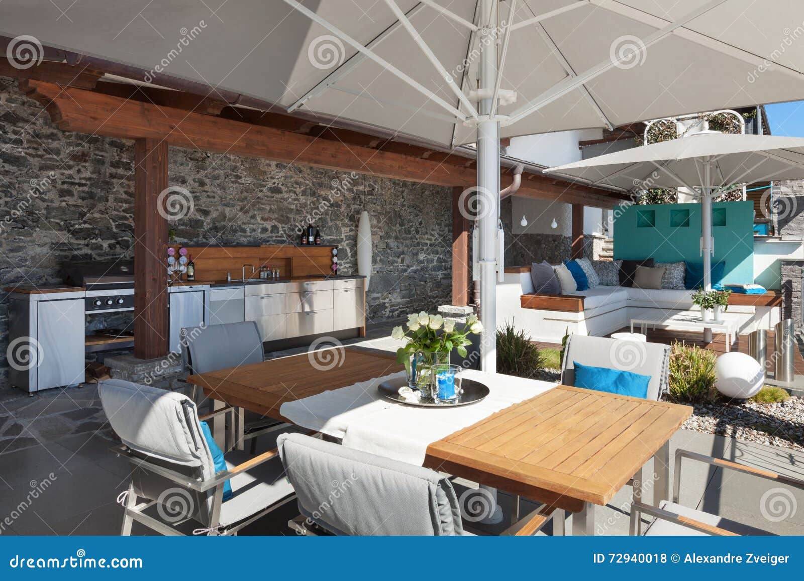 Terrace of a luxury house stock photo. Image of view - 72940018