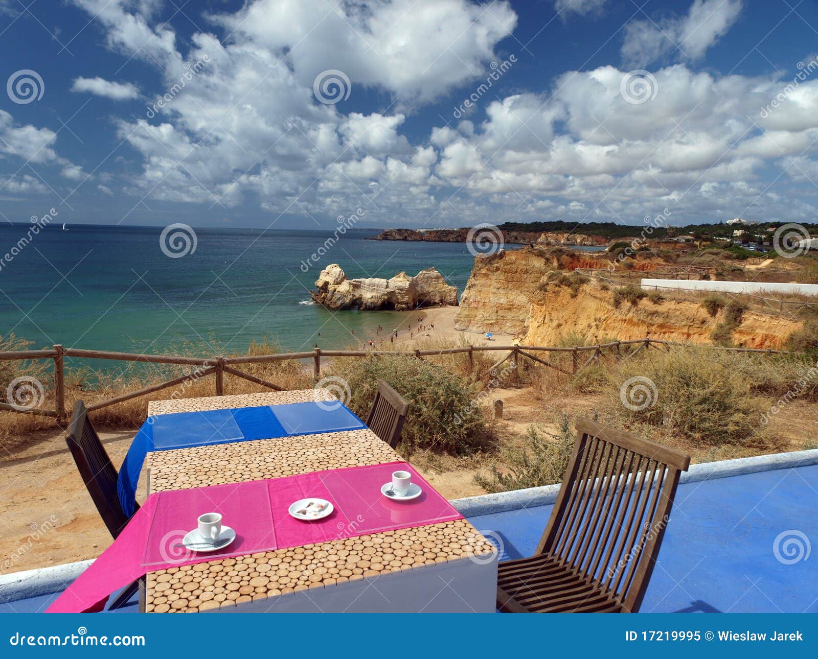 Terrace Overlooking the Beautiful Beach Stock Image - Image of sagres ...