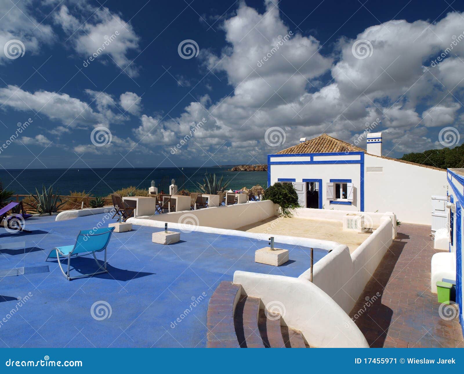 Terrace Overlooking the Beautiful Beach Stock Image - Image of matrinha ...