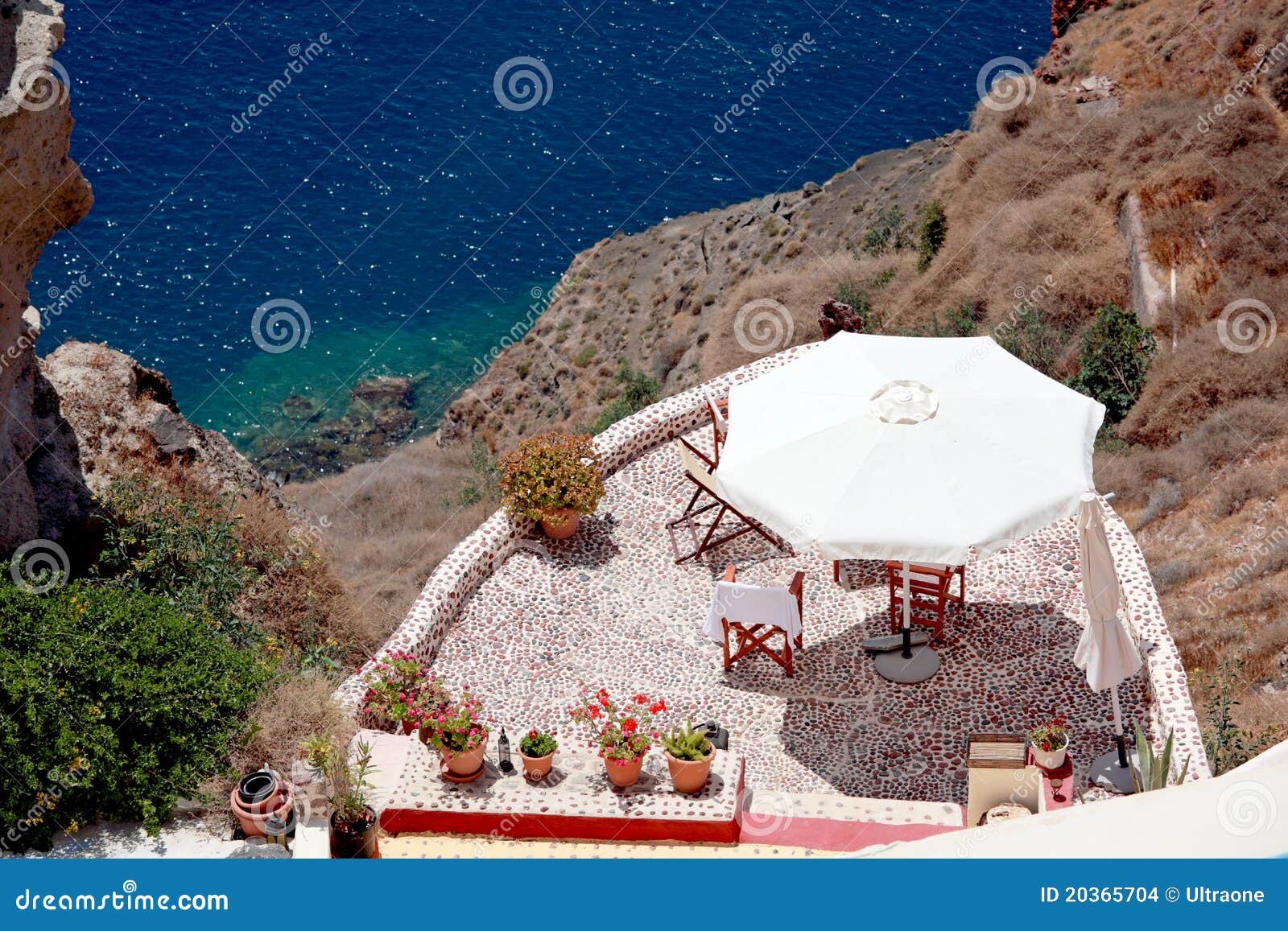 Terrace overlooking sea stock photo. Image of aegean - 20365704