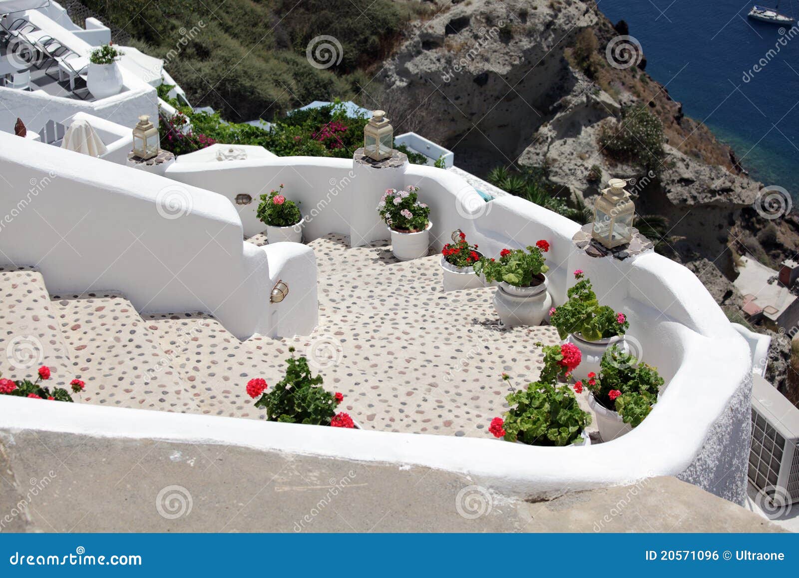 Terrace overlooking sea stock photo. Image of santorini - 20571096