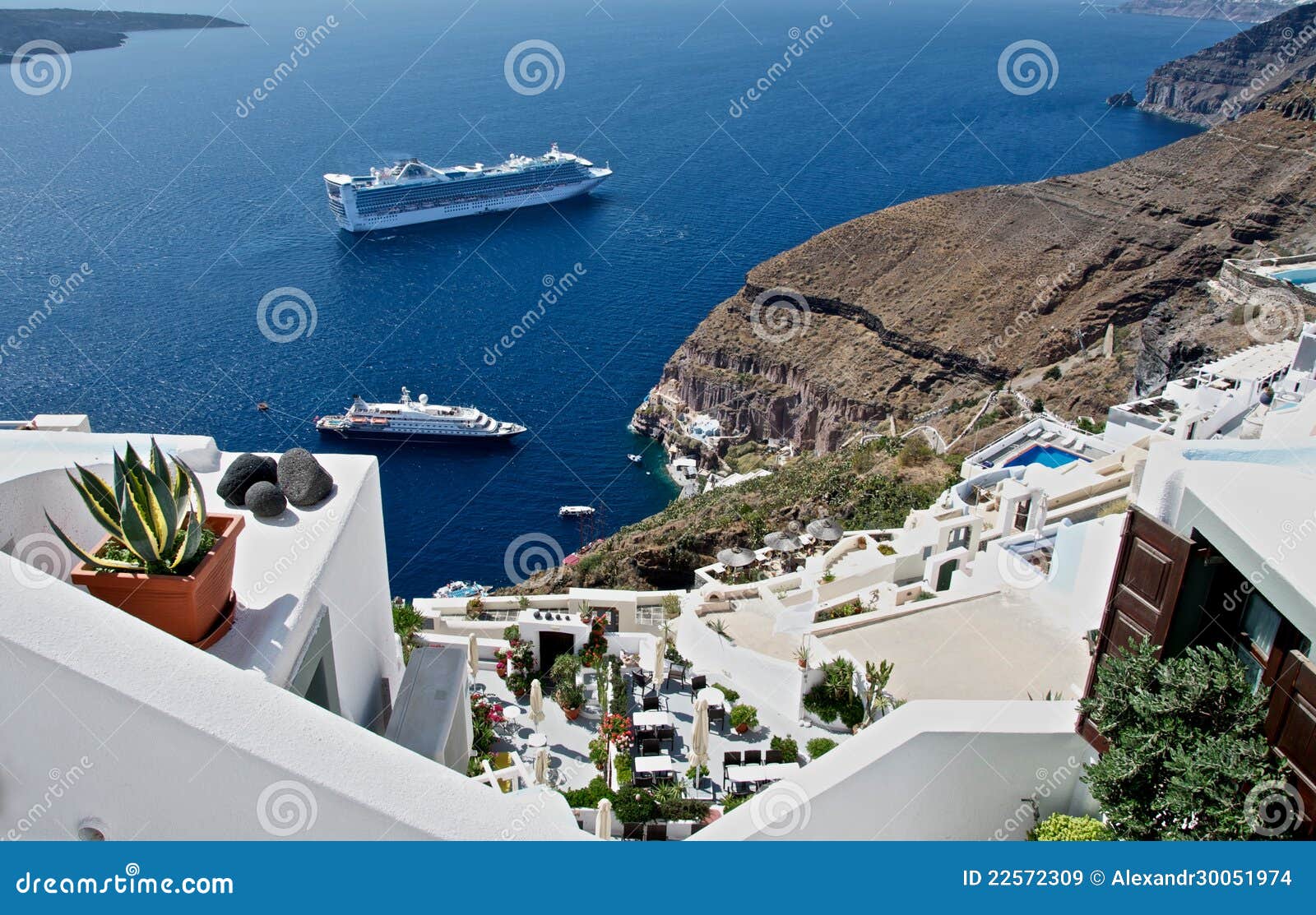 Terrace Overlooking the Sea. Stock Image - Image of steps, walls: 22572309