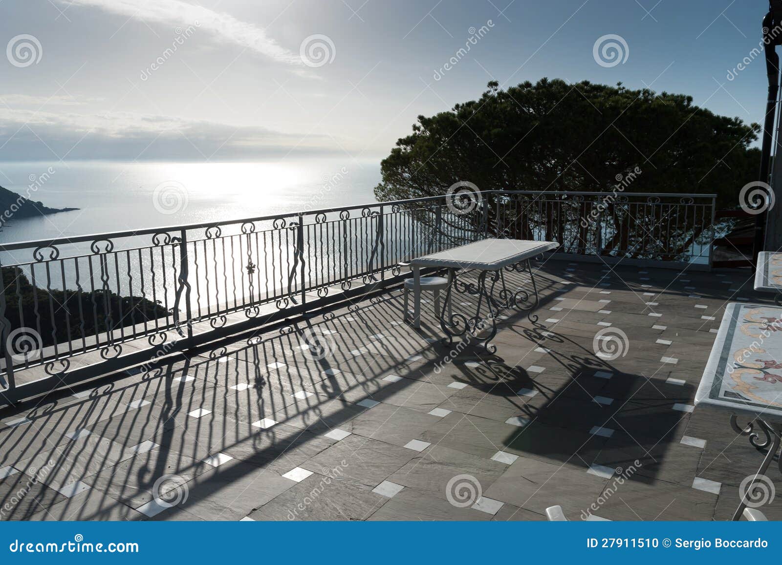 Terrace Overlooking the Sea Stock Photo - Image of panorama, table ...